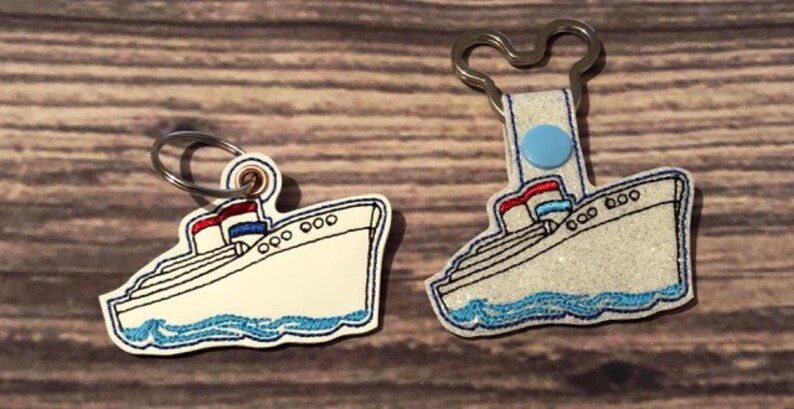 Cruise Ship Boat in the Hoop Key Fob 2 Styles | Etsy