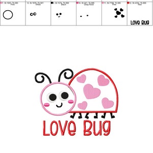 Love Bug Lady Bug Valentine's Day 4 Sizes Included - Etsy
