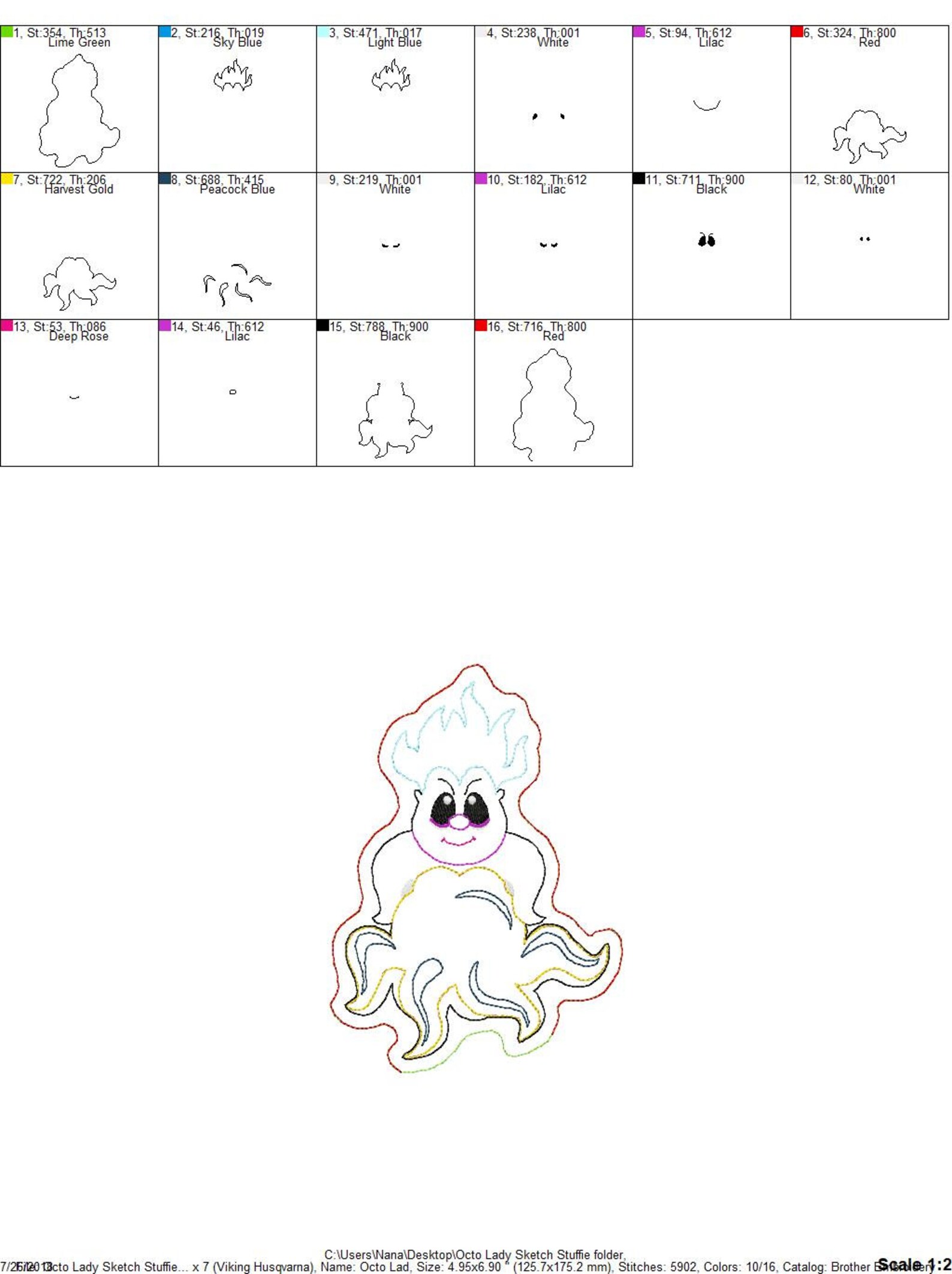 ITH Octo Lady Villain Stuffie 3 Sizes 5 X 7 6 X 10 and 8 | Etsy