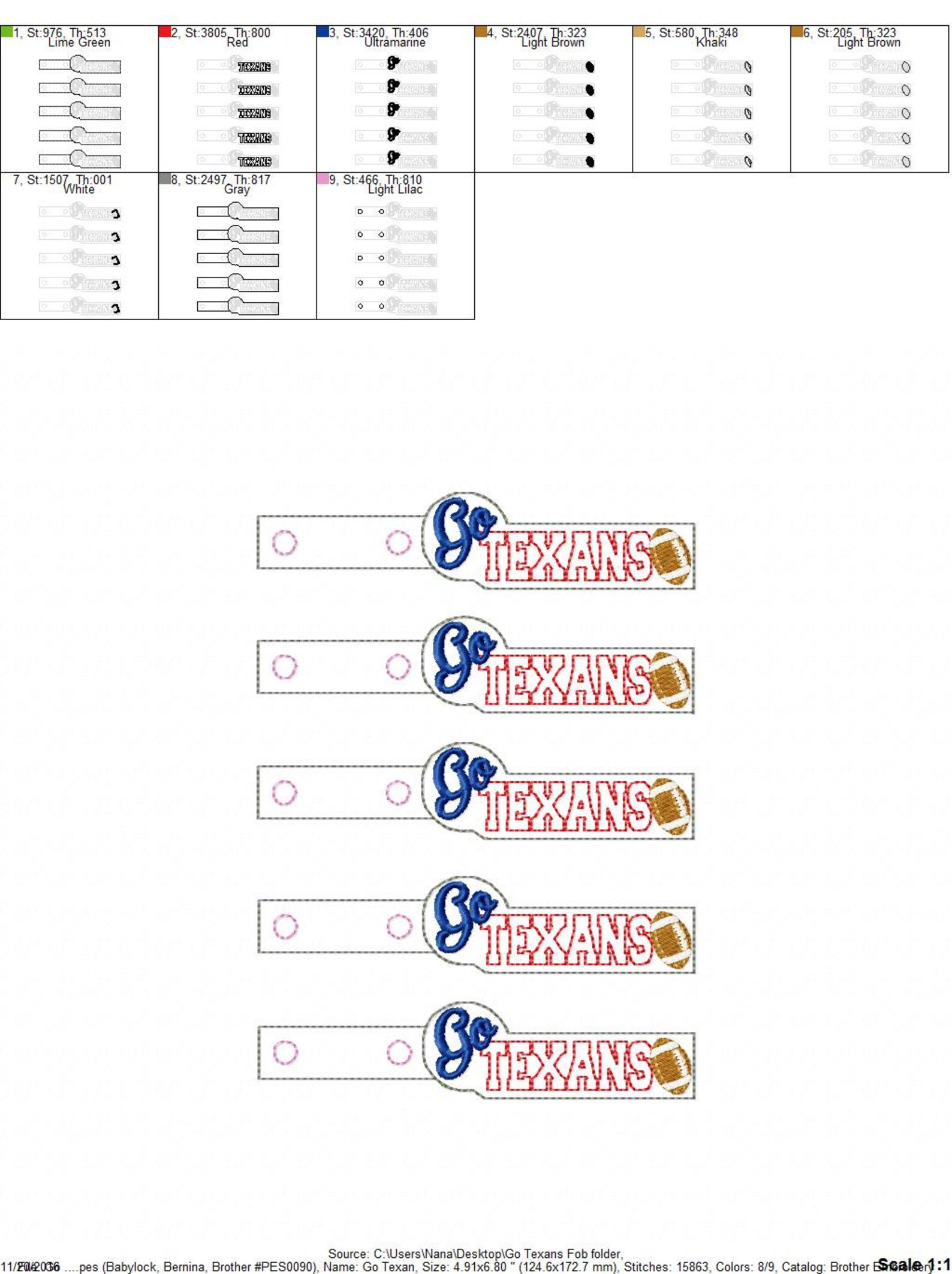 Go Texans Football Key Fob in the Hoop DIGITAL - Etsy