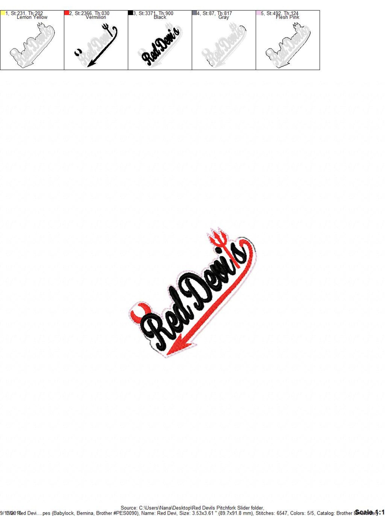 Red Devils Pitchfork Team Headband Slip on DIGITAL - Etsy