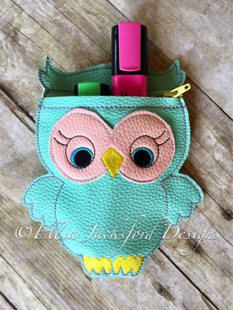Owl ITH Pencil - Bag/pouch - 3 Sizes - Completely in the Hoop - DIGITAL ...