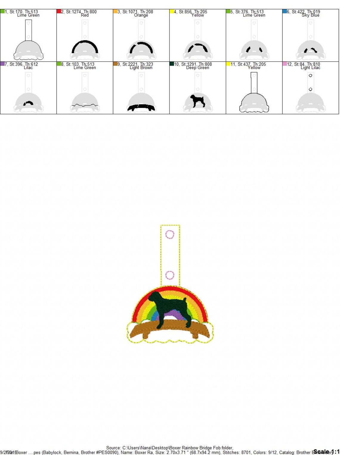 BOXER Rainbow Bridge Dog Pet Loss in the Hoop | Etsy