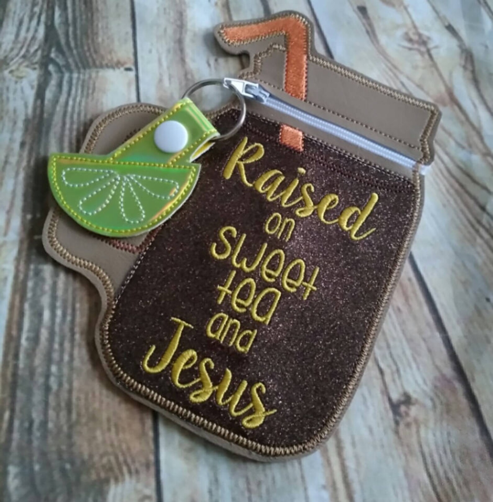 Raised on Sweet Tea and Jesus Zipper Bag BONUS Lemon Zipper Pull - 3 ...
