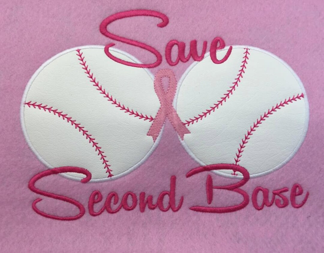 Save Second Base - Baseball - Breast Cancer Awareness -3 Sizes Included ...