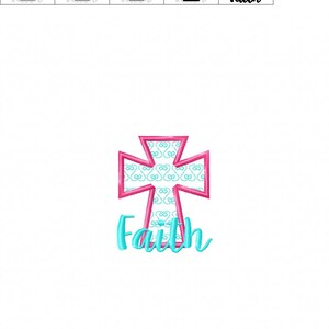 Faith Cross Applique 2 Different Motif Fill Styles DIGITAL Embroidery ...