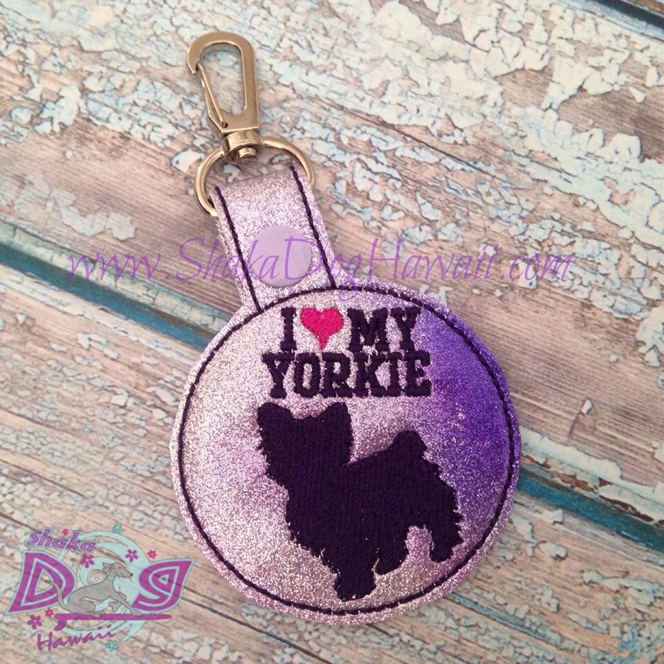 I Love My YORKIE in the Hoop Snap/rivet Key Fob DIGITAL | Etsy