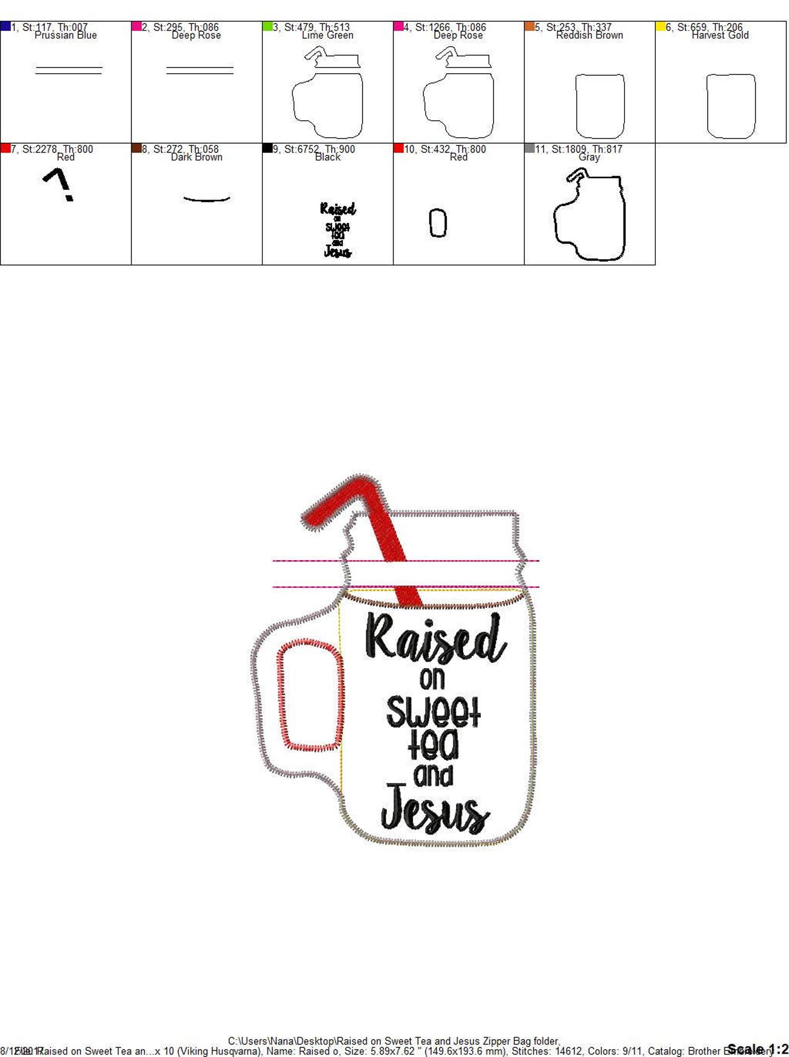 Raised on Sweet Tea and Jesus Zipper Bag BONUS Lemon Zipper Pull - 3 ...