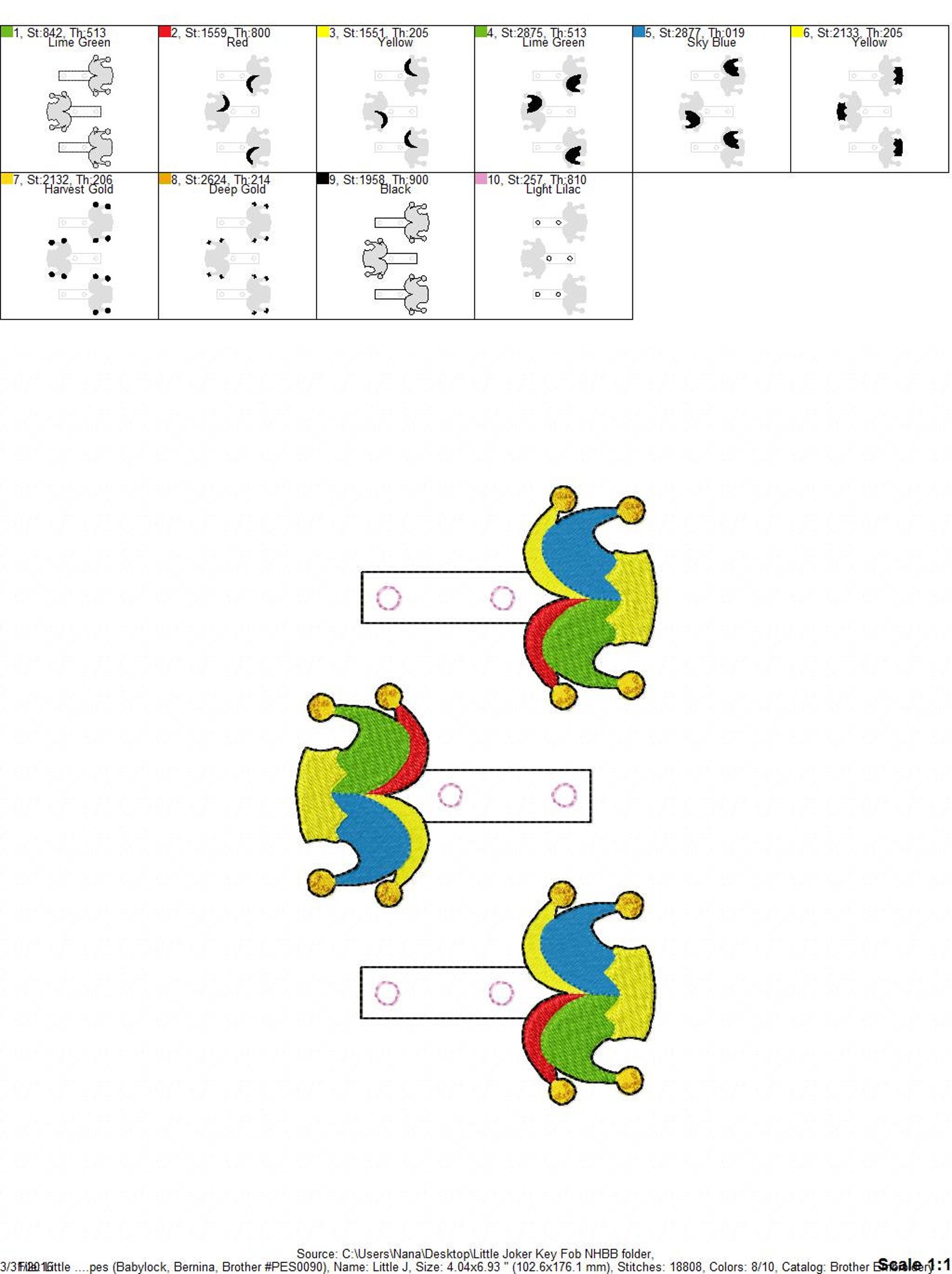 Jester Hat Joker Mardi Gras Key Fob in the Hoop | Etsy