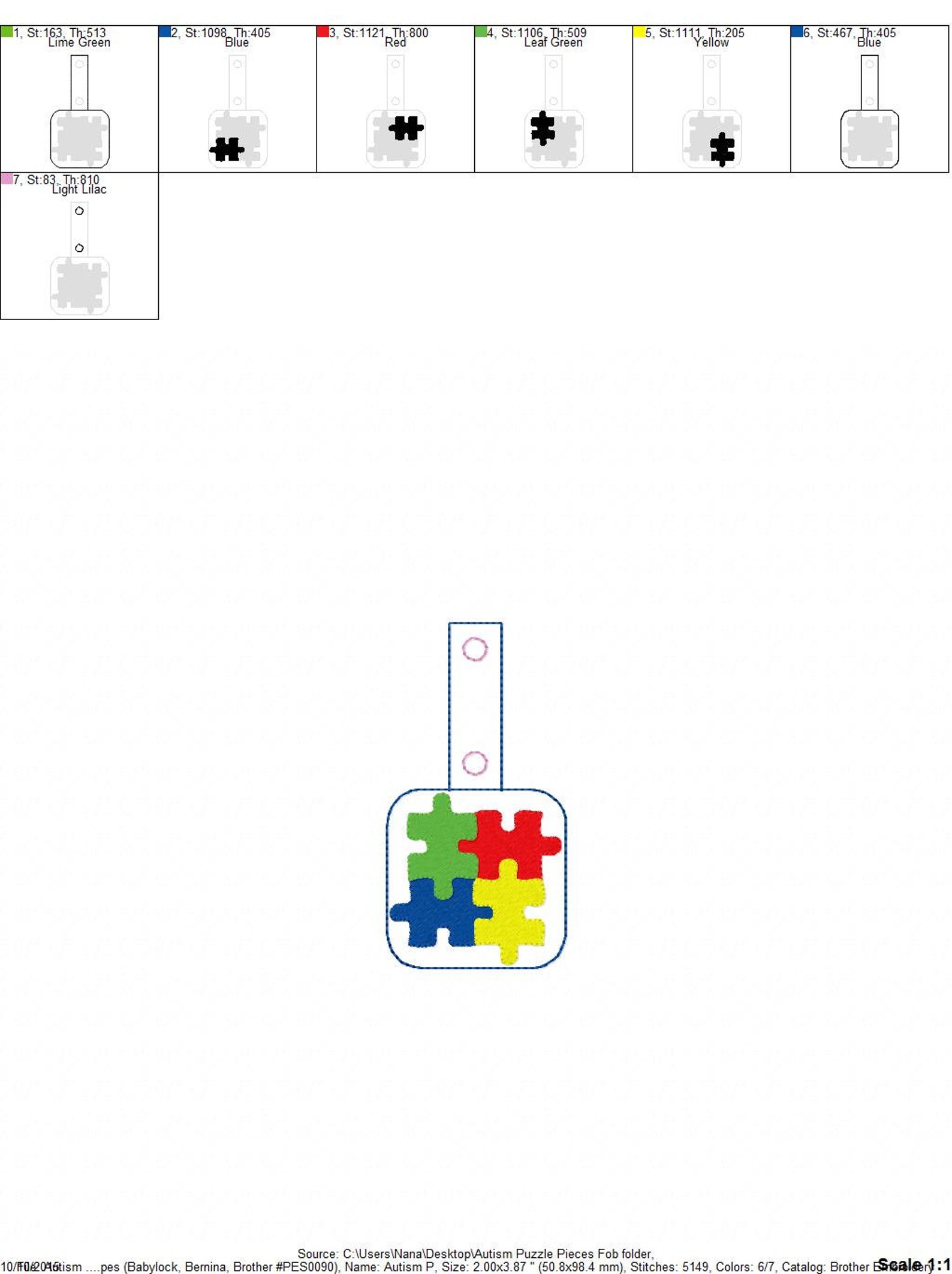 Autism Awareness Puzzle Pieces Key Fob in the Hoop - Etsy