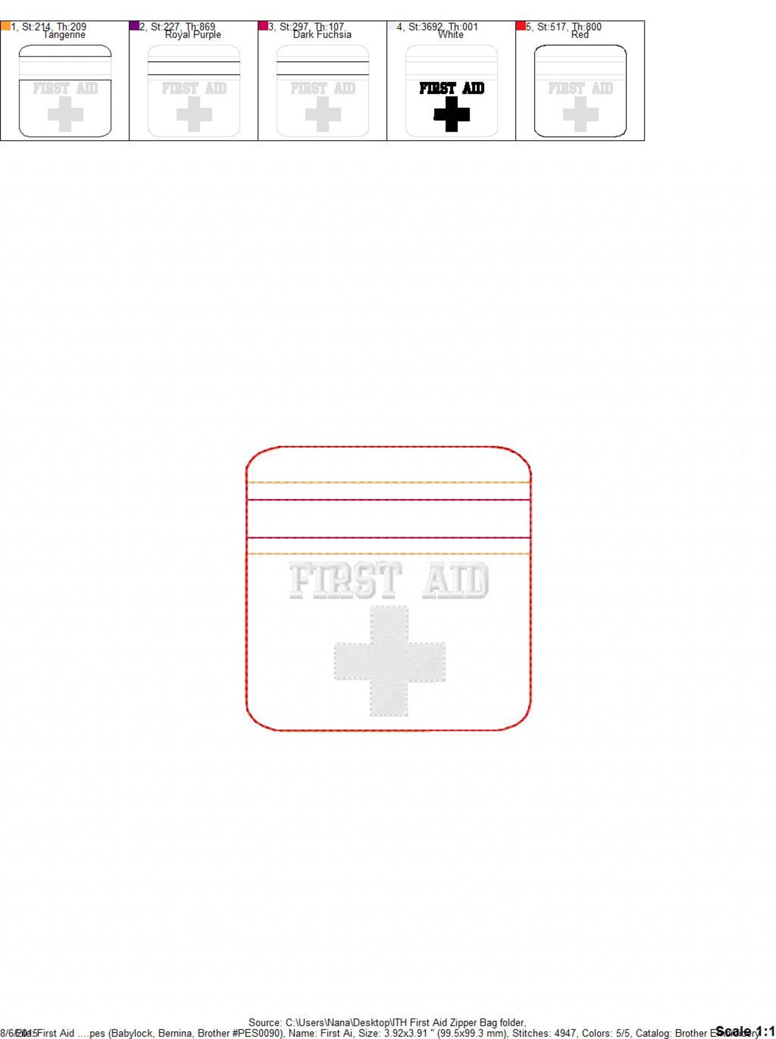 ITH First Aid ZIPPER Bag/pouch Completely in the Hoop DIGITAL ...