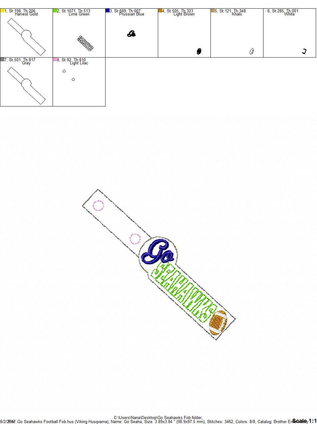 Go Seahawks Football Key Fob in the Hoop DIGITAL - Etsy