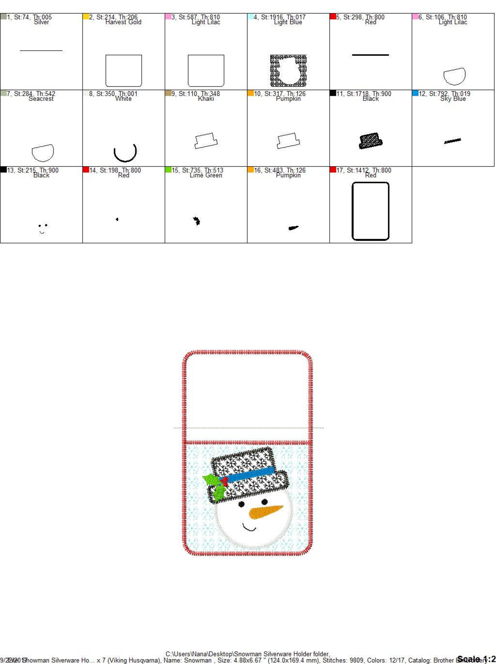 Snowman Silverware Holder Christmas 4 X 4 and 5 X 7 - Etsy