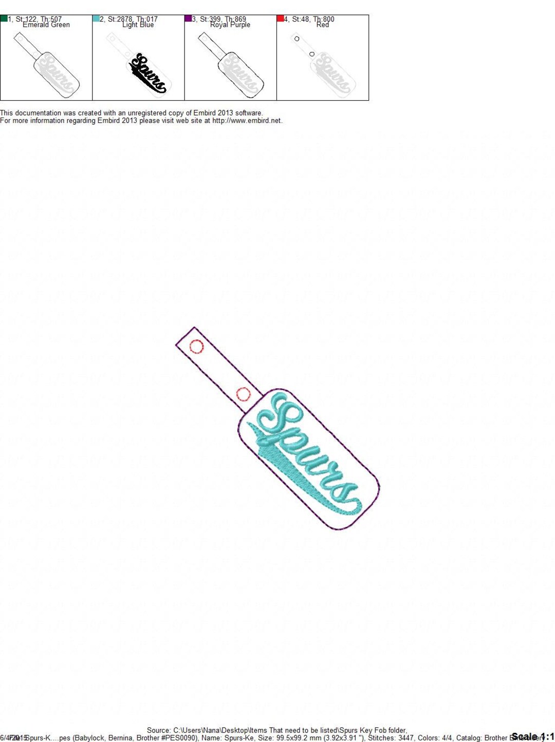 Spurs in the Hoop Snap/rivet Key Fob DIGITAL EMBROIDERY DESIGN - Etsy