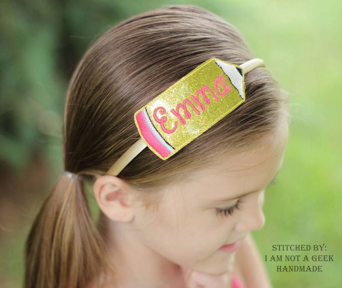 Pencil Headband Slip on Back to School DIGITAL EMBROIDERY - Etsy