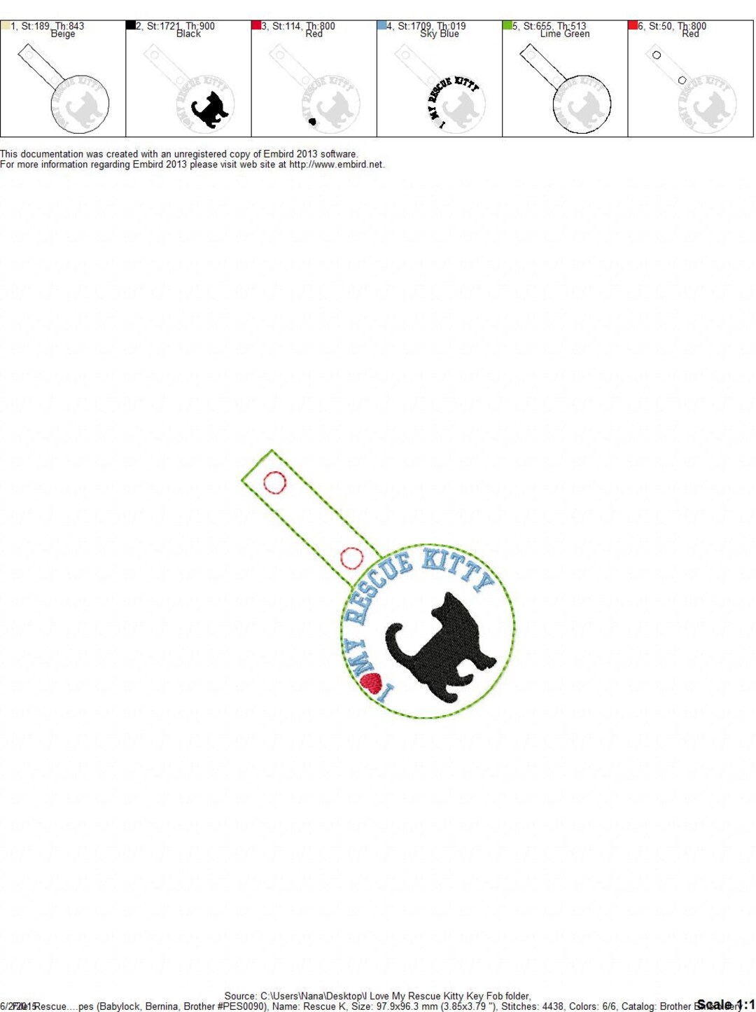 I LOVE My RESCUE Kitty Rescue Cat in the Hoop Snap/rivet Key Fob ...