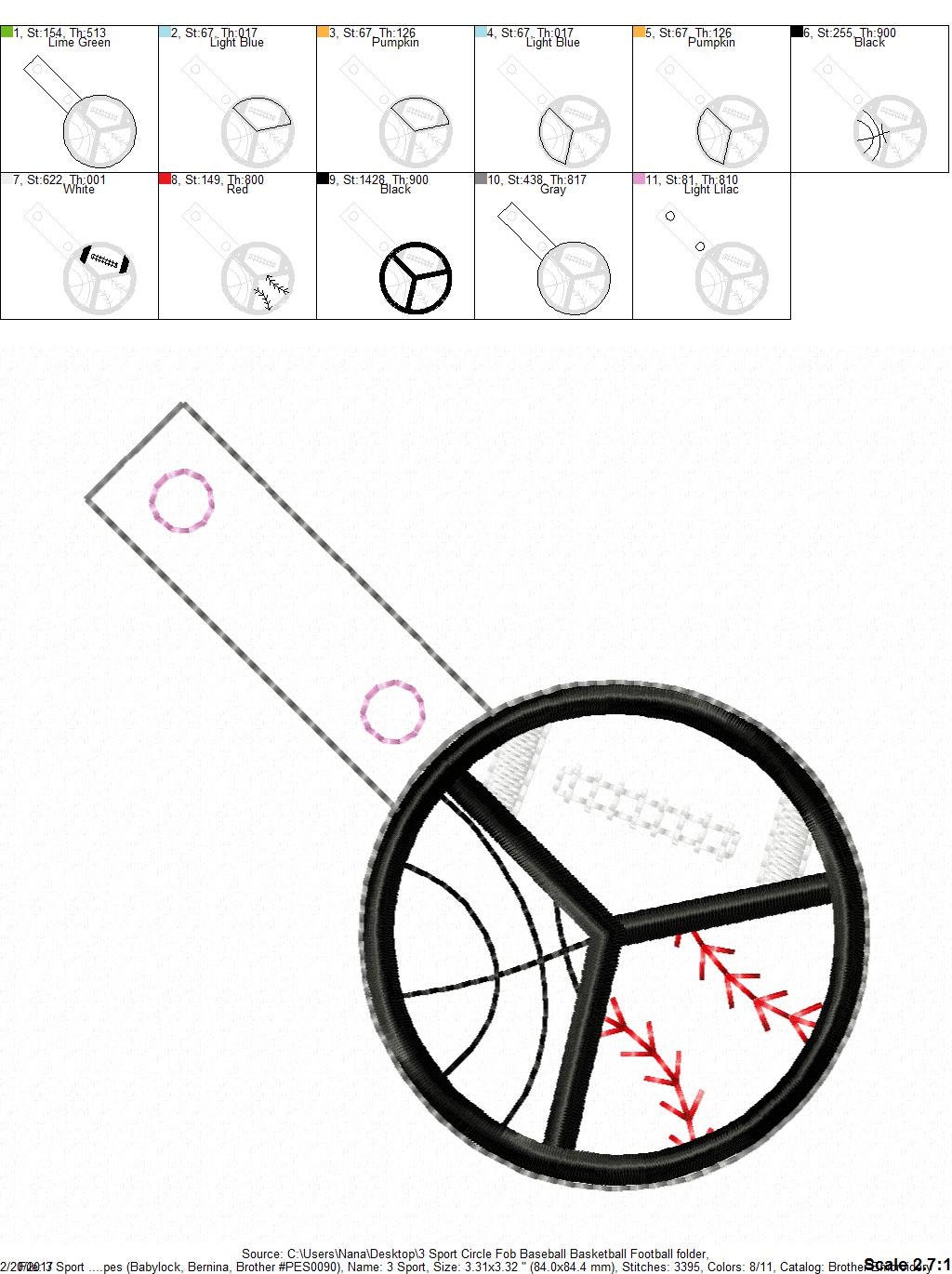 SPLIT Baseball Softball Basketball Football Appliqued - in the Hoop ...