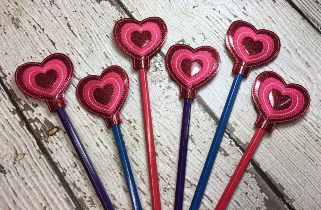 Pencil Stacked Heart - Valentine - Pencil Toppers - in the Hoop ...