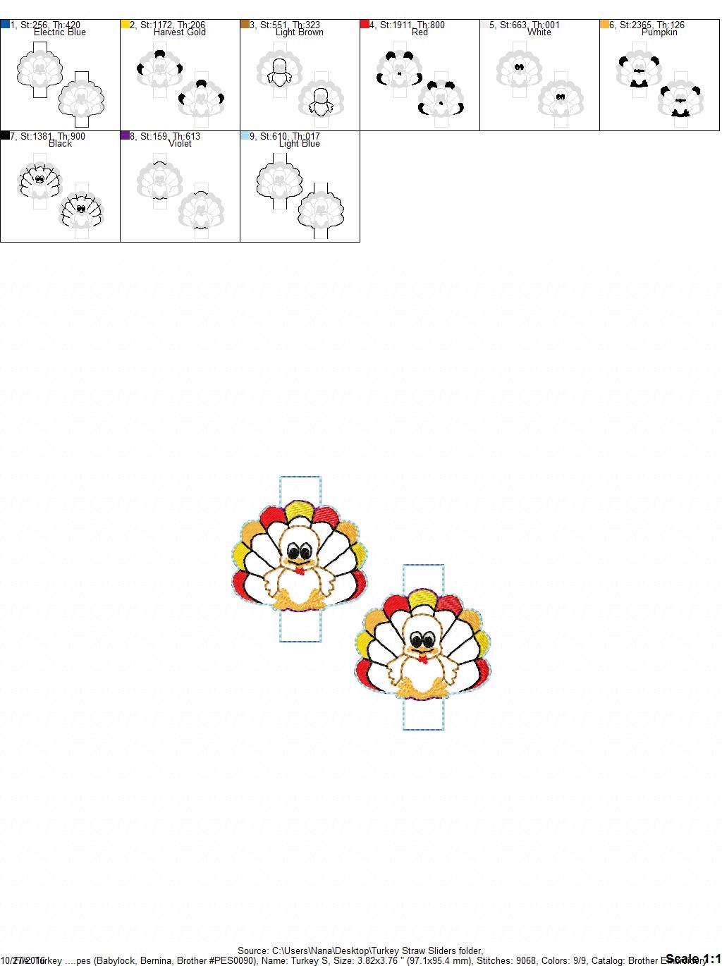 Turkey Straw Slider Thanksgiving in the Hoop DIGITAL | Etsy