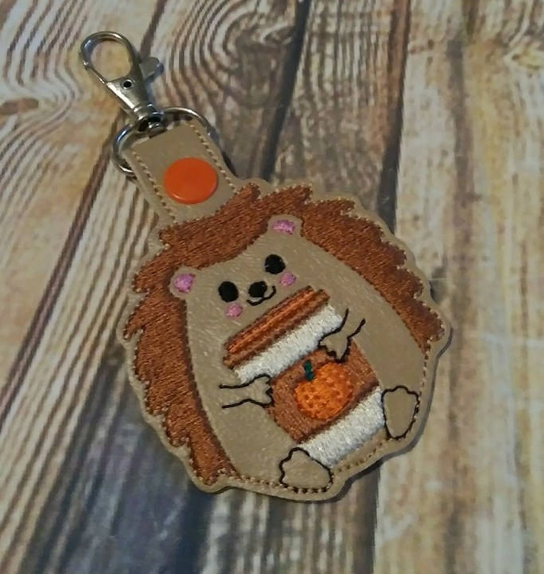 Hedgehog Coffee Frap Java Key Fob in the Hoop Snap/rivet Key Fob ...