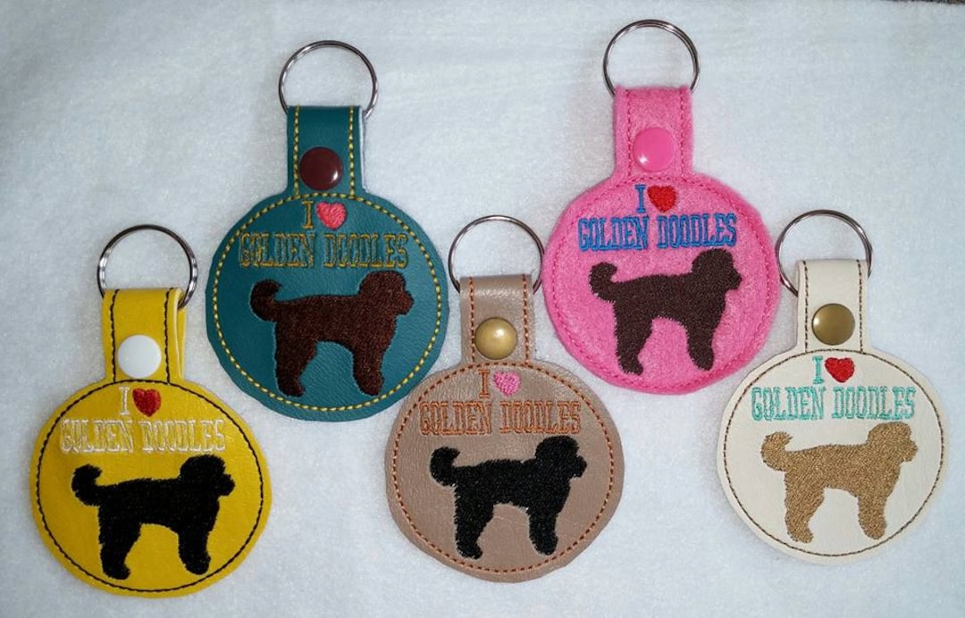 I Love Golden Doodle Circle in the Hoop Snap/rivet Key Fob DIGITAL ...