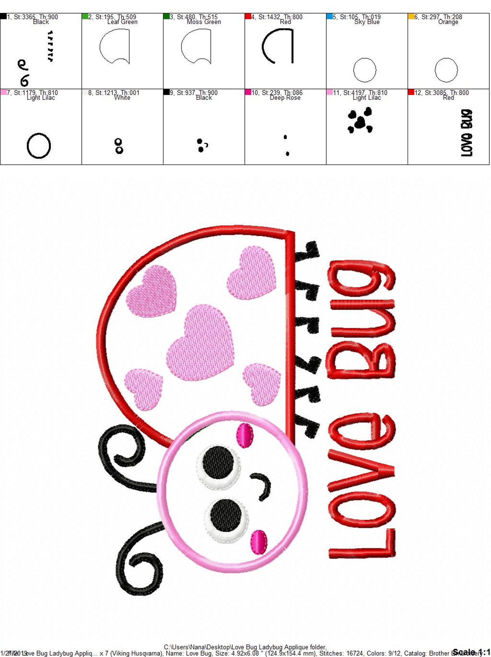 Love Bug Lady Bug Valentine's Day 4 Sizes Included | Etsy