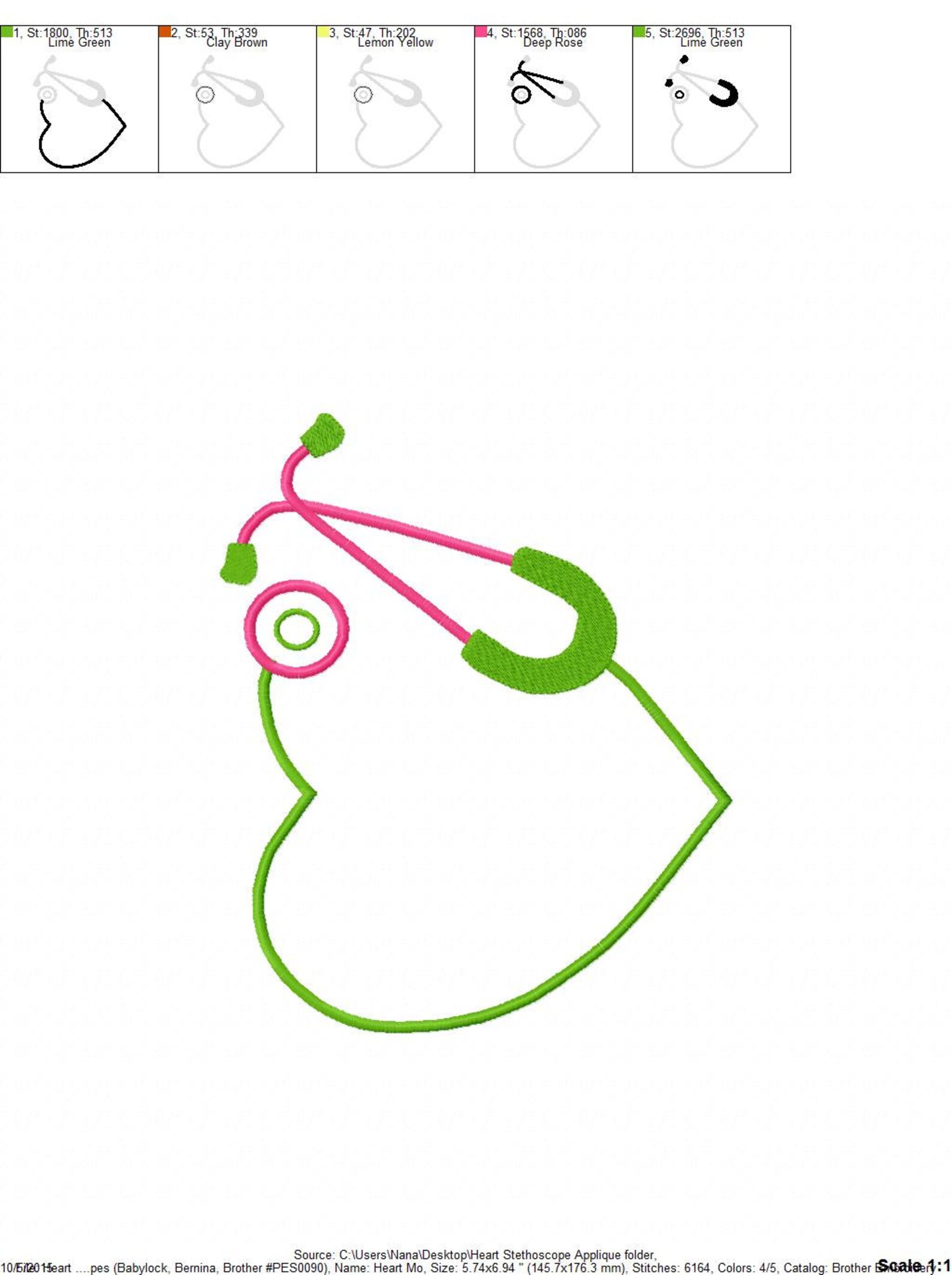 Heart Stethoscope Border for Monogram - Nurse - Medical - 4 Sizes ...