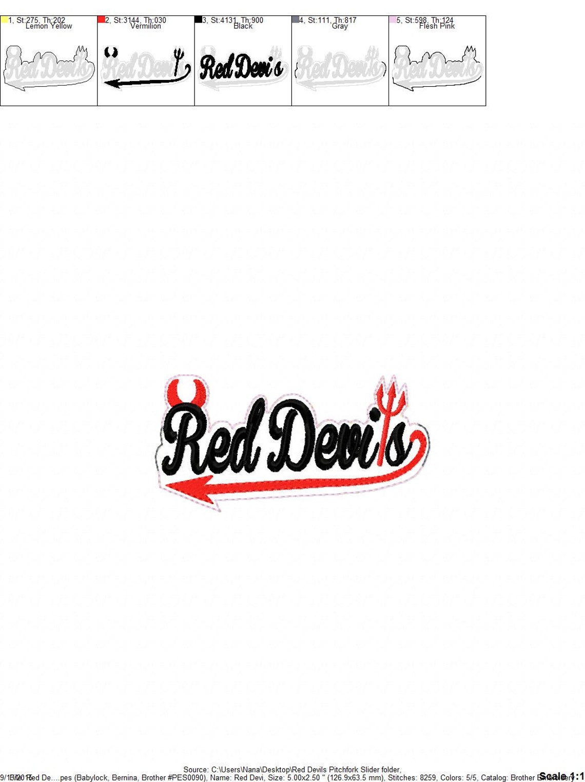 Red Devils Pitchfork Team Headband Slip on DIGITAL - Etsy