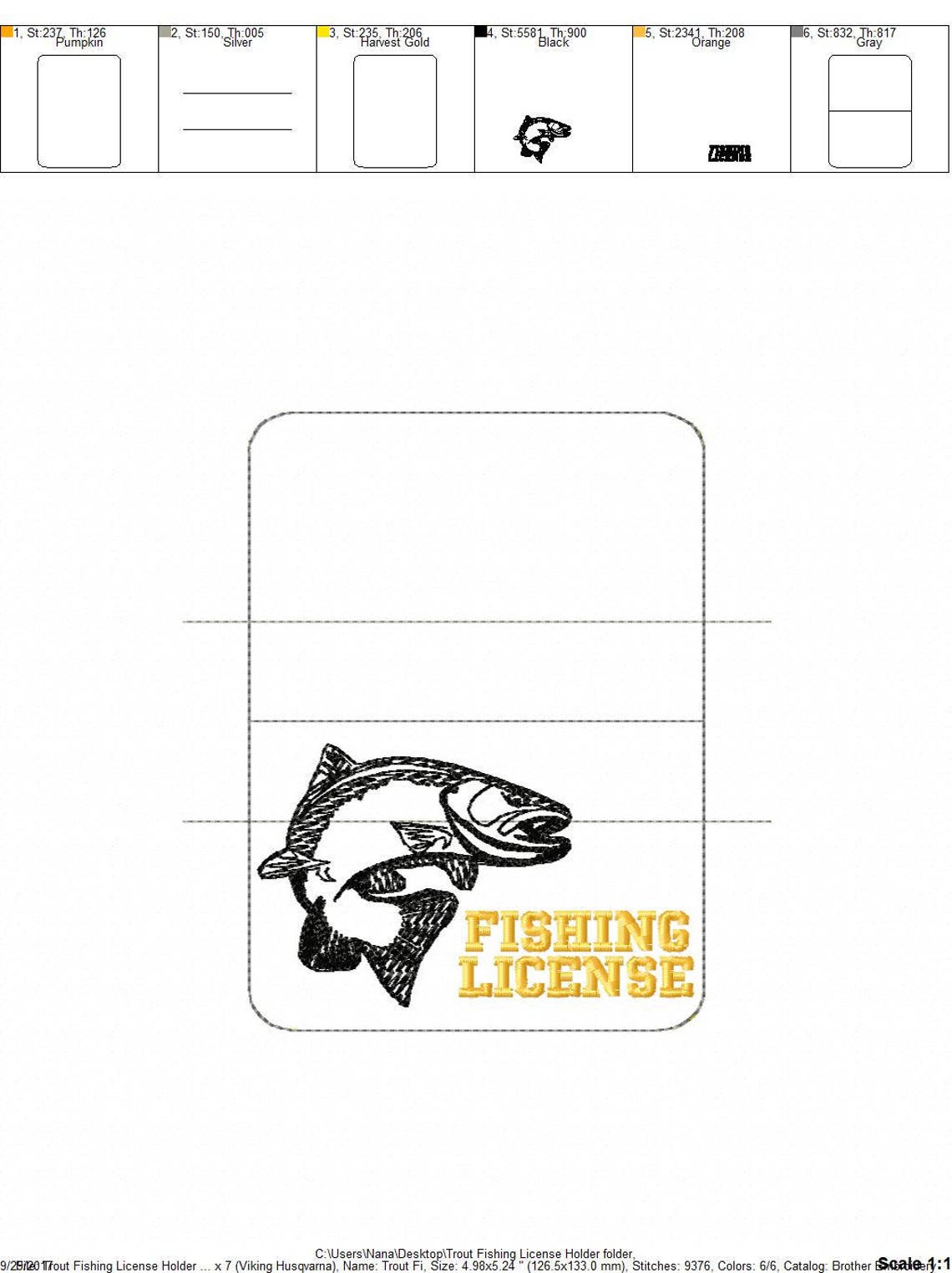 Fishing License Holder ID Business Card Trout 5 x 7 | Etsy