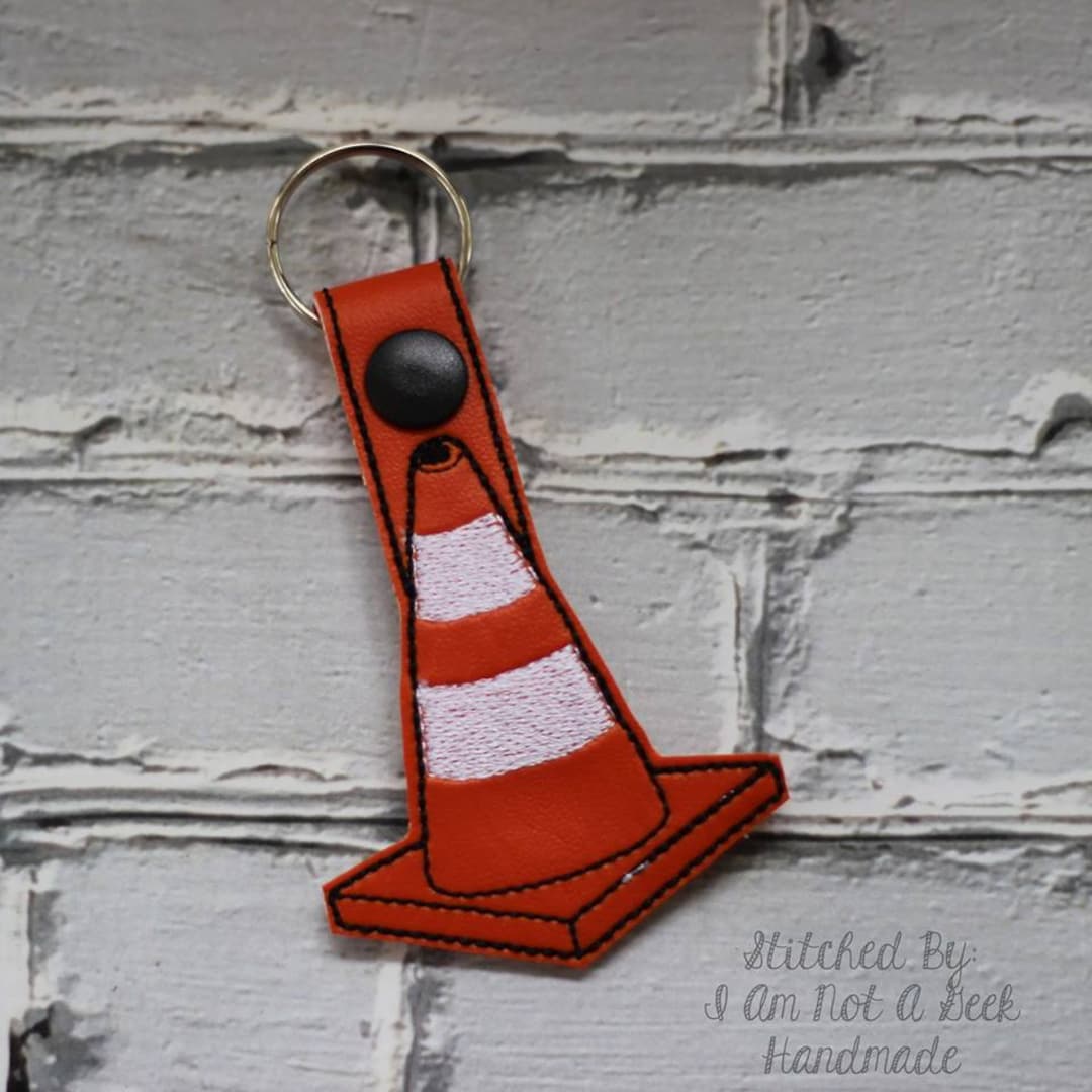 Construction Cone Snap/rivet Key Fob DIGITAL Embroidery Design - Etsy