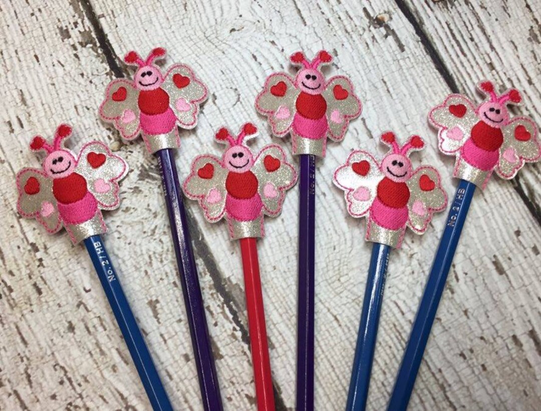 Love Bug Valentine's Valentine's Day Feltie Pencil Toppers Design 4 X 4 ...