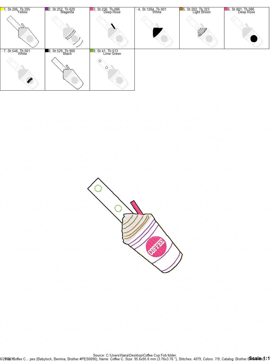 Coffee Frap Java Key Fob in the Hoop Snap/rivet Key | Etsy