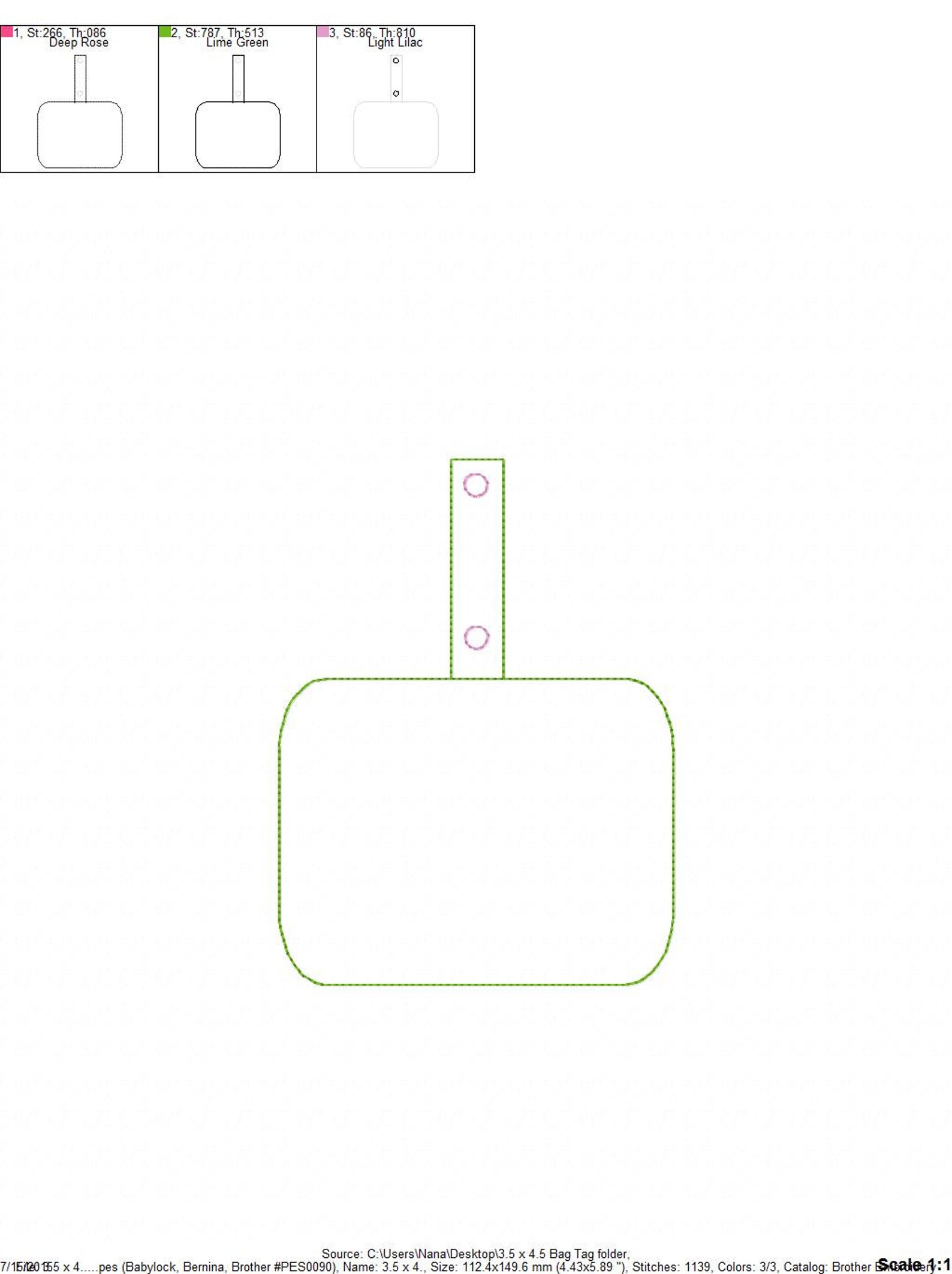 BLANK Rounded Rectangle 3.5 Tall X 4.5 Wide - in the Hoop - BAG Tag ...