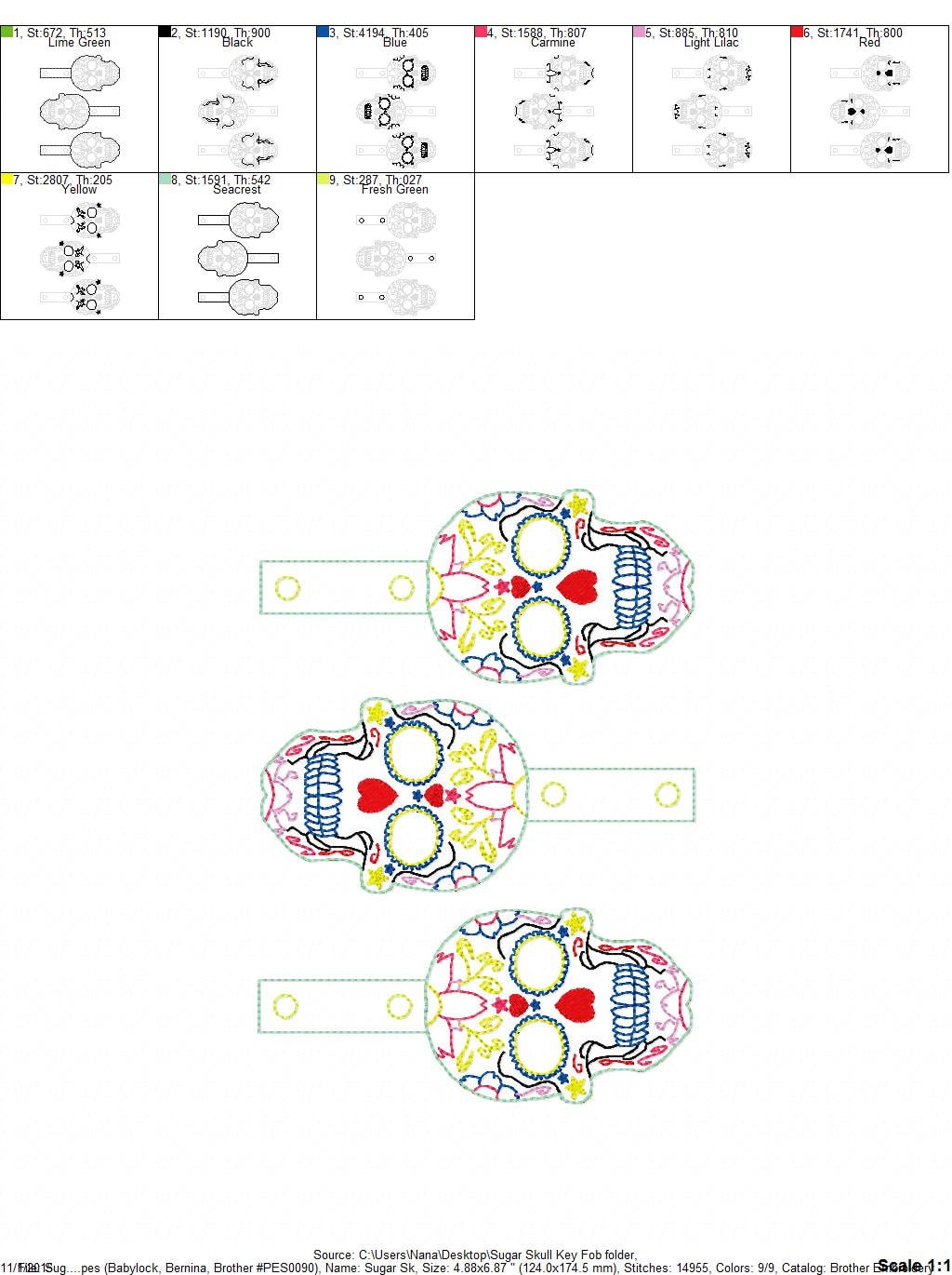 Sugar Skull Dia De Los Muertos Day of the Dead Snap Tab | Etsy