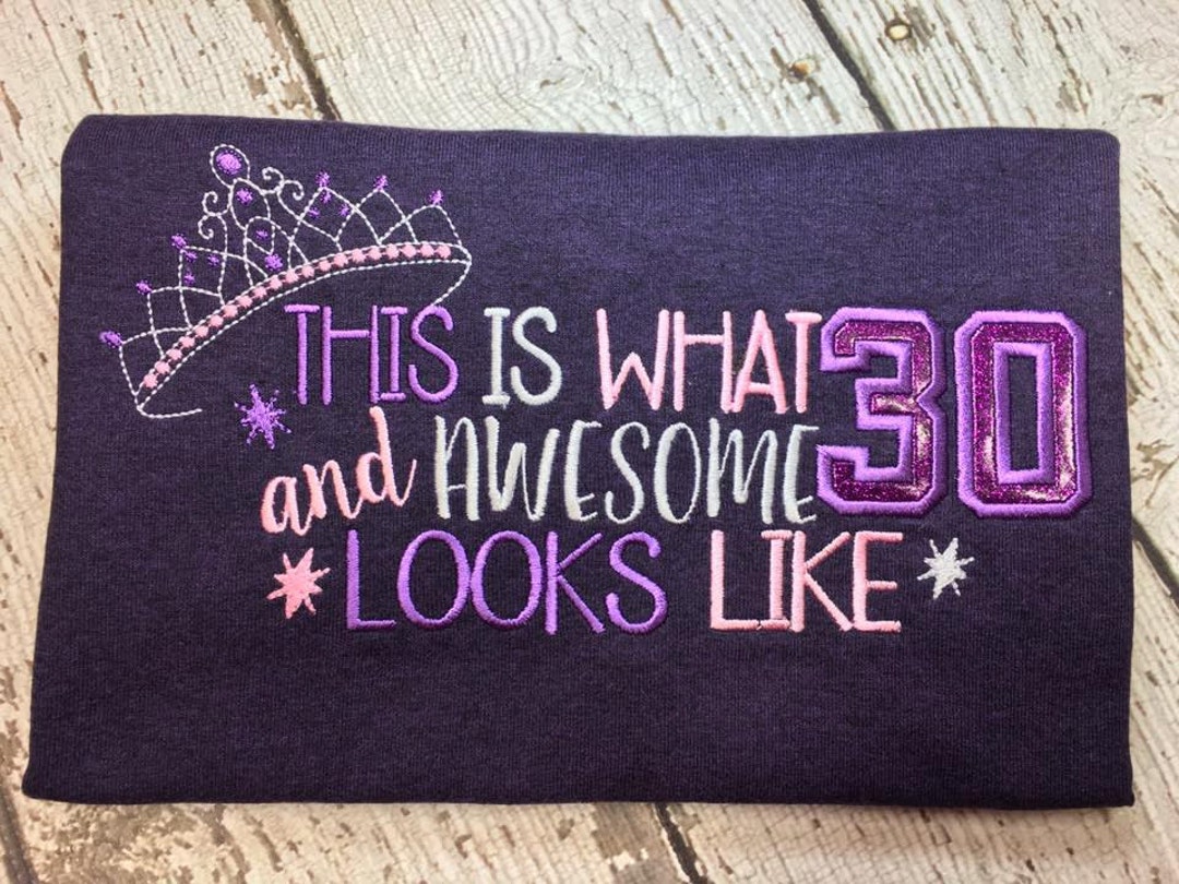 30th Birthday Tiara 30 and Awesome Applique 3 Sizes - Etsy