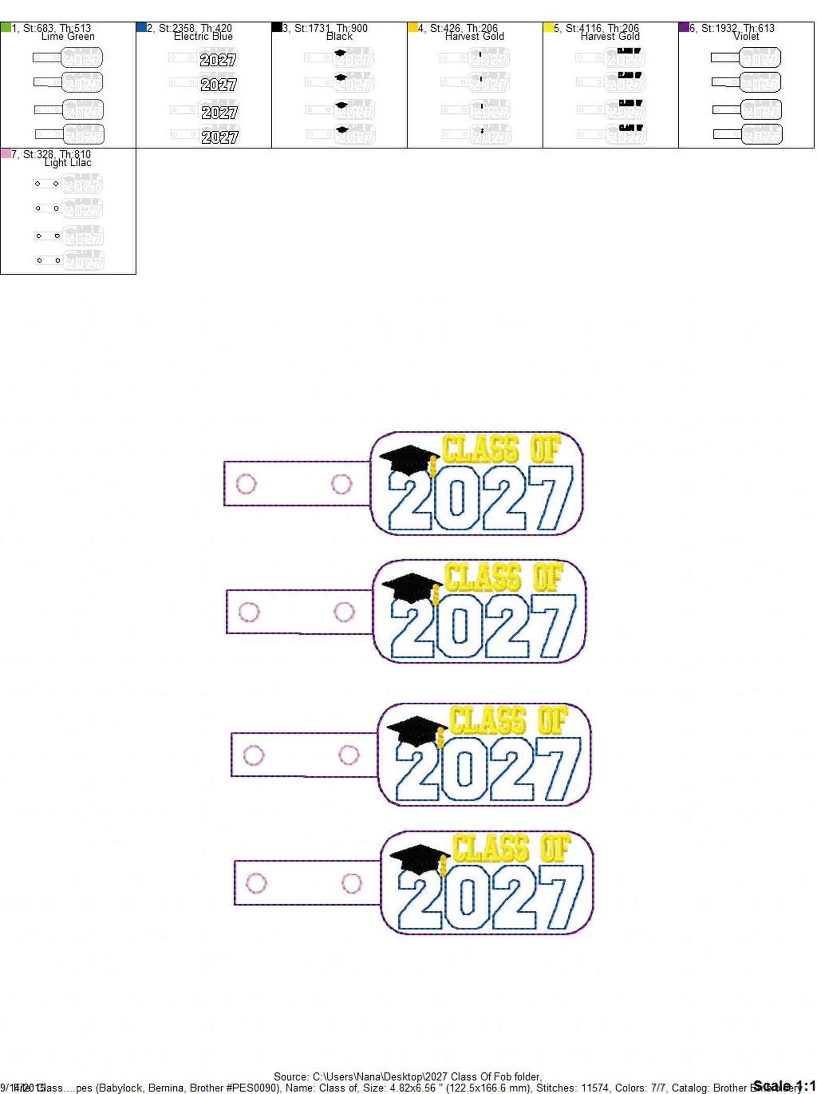 Class of 2027 Graduation SNAP Key Fob in the Hoop DIGITAL | Etsy