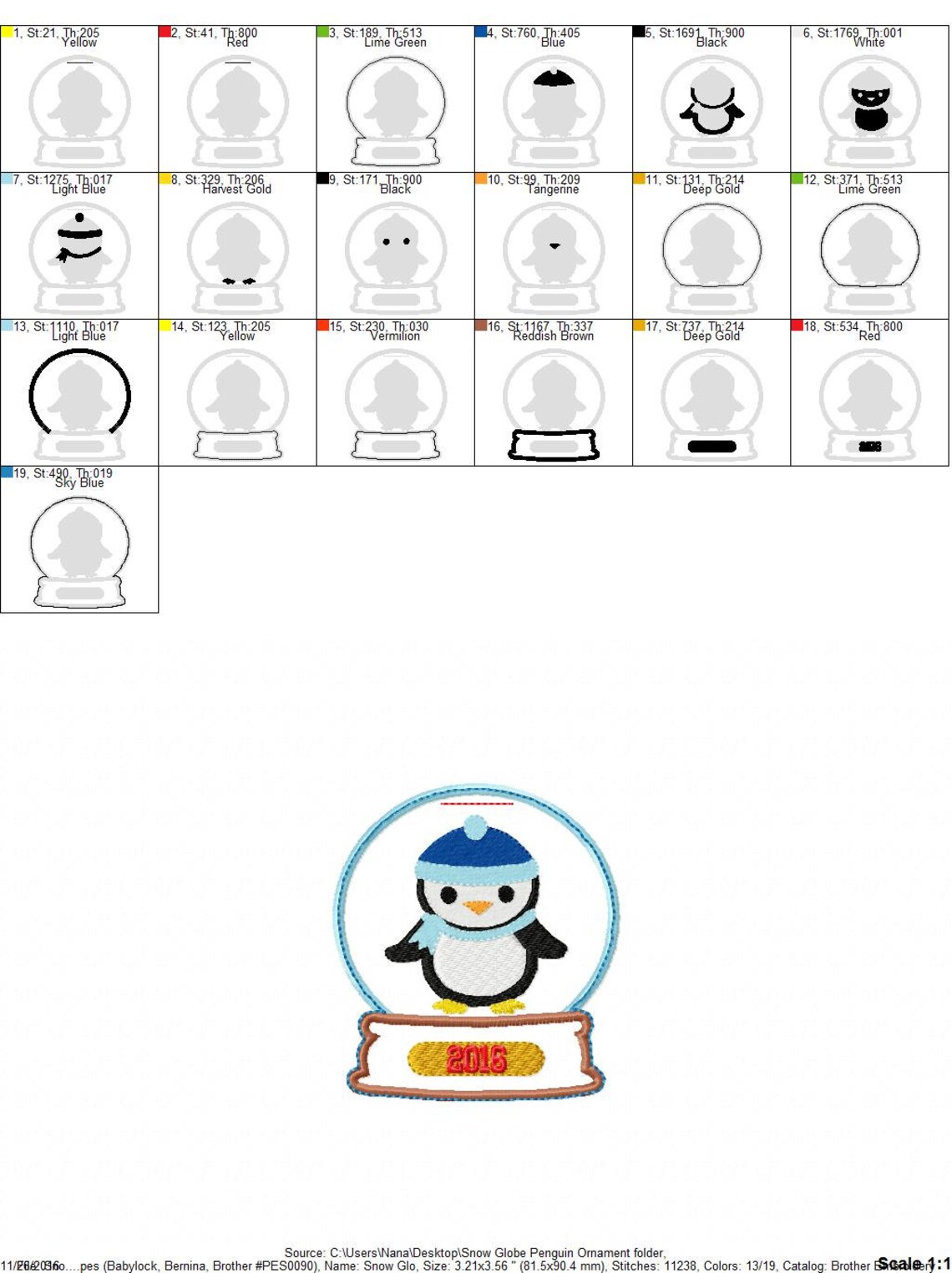 Penguin Snow Globe Christmas Ornament In The Hoop | Etsy