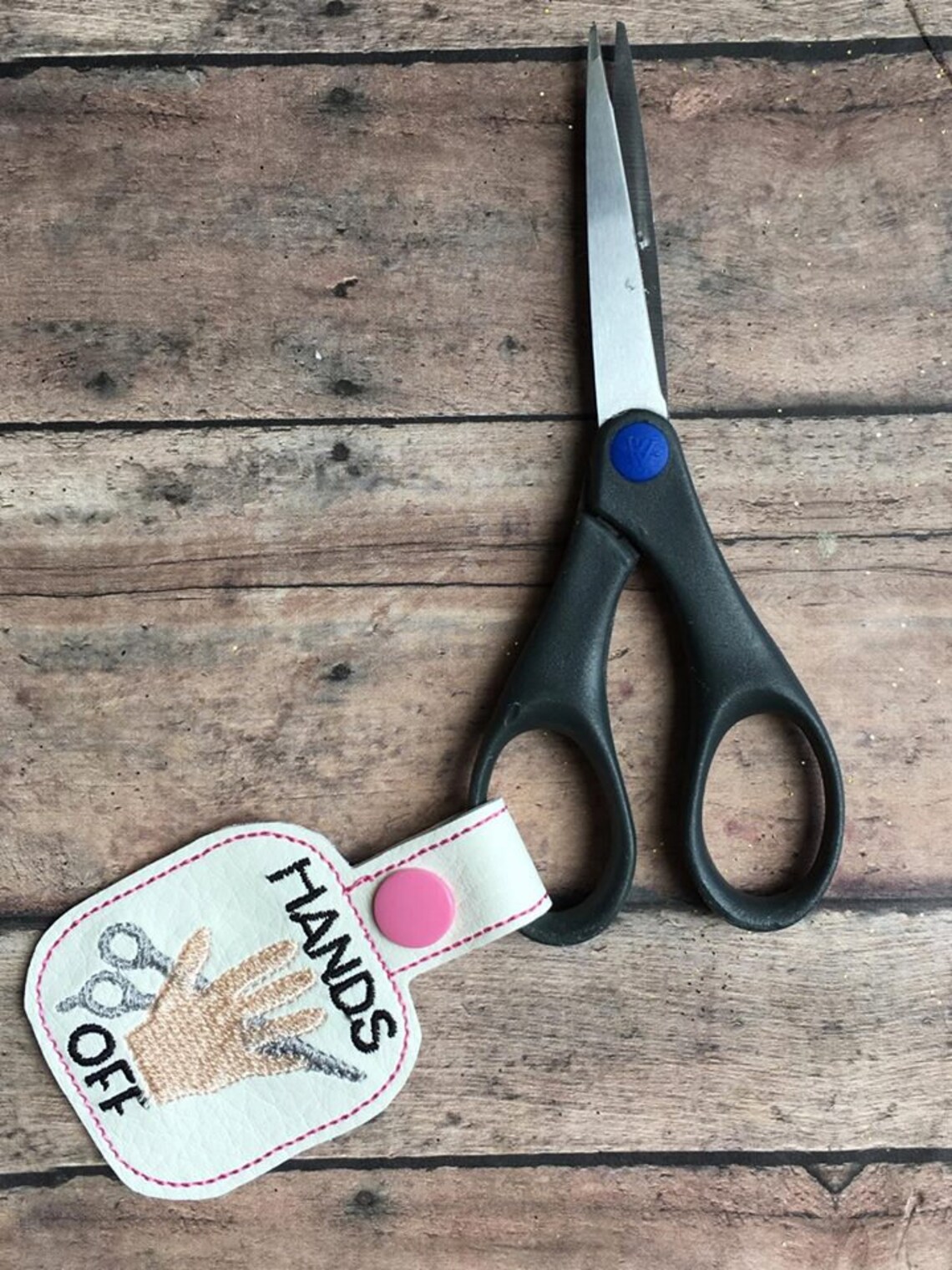 Hands off Scissors Tab in the Hoop Snap/rivet Key Fob | Etsy