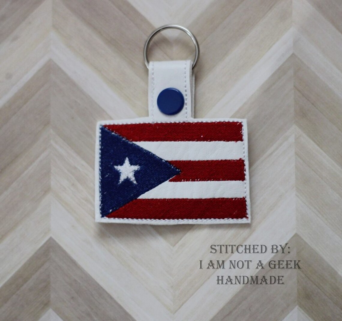 Puerto Rico in the Hoop Snap/rivet Key Fob DIGITAL | Etsy