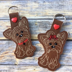 Yorkie Dog SET 2 Designs Included in the Hoop Snap/rivet Key Fob ...