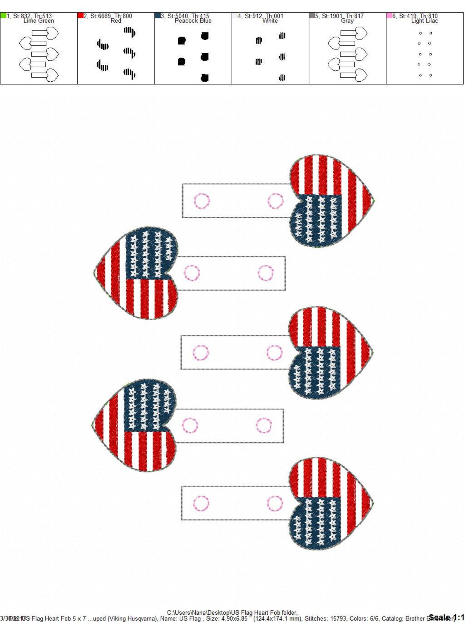 United States - USA - Flag - Key Fob DESIGN- Digital Embroidery Design ...