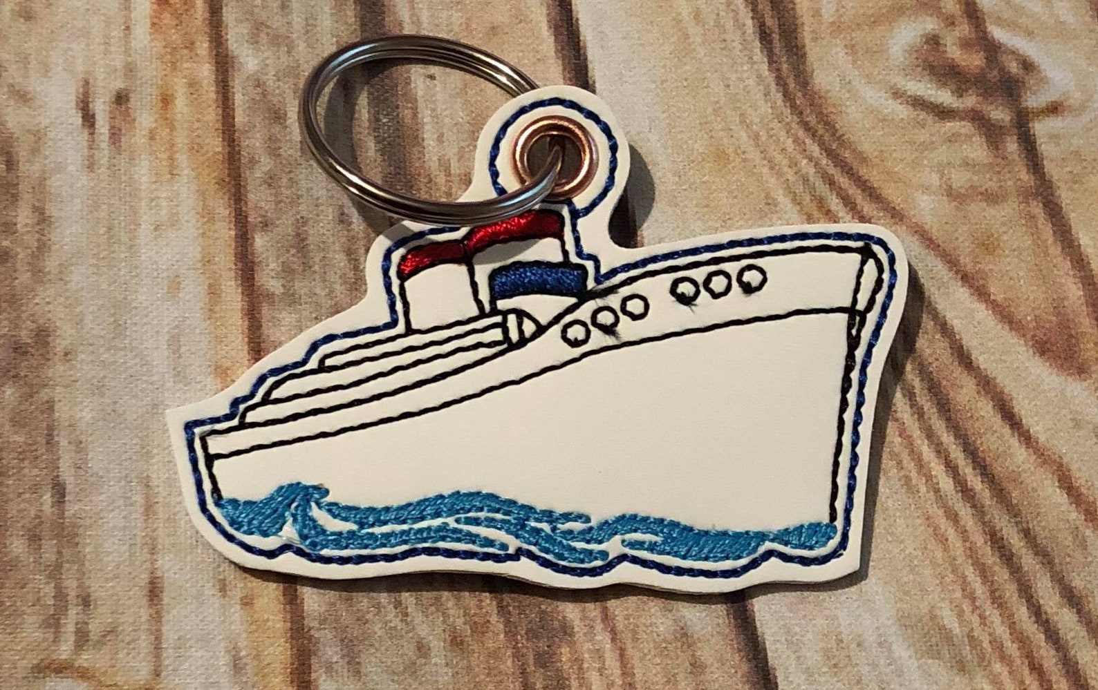 Cruise Ship Boat in the Hoop Key Fob 2 Styles | Etsy