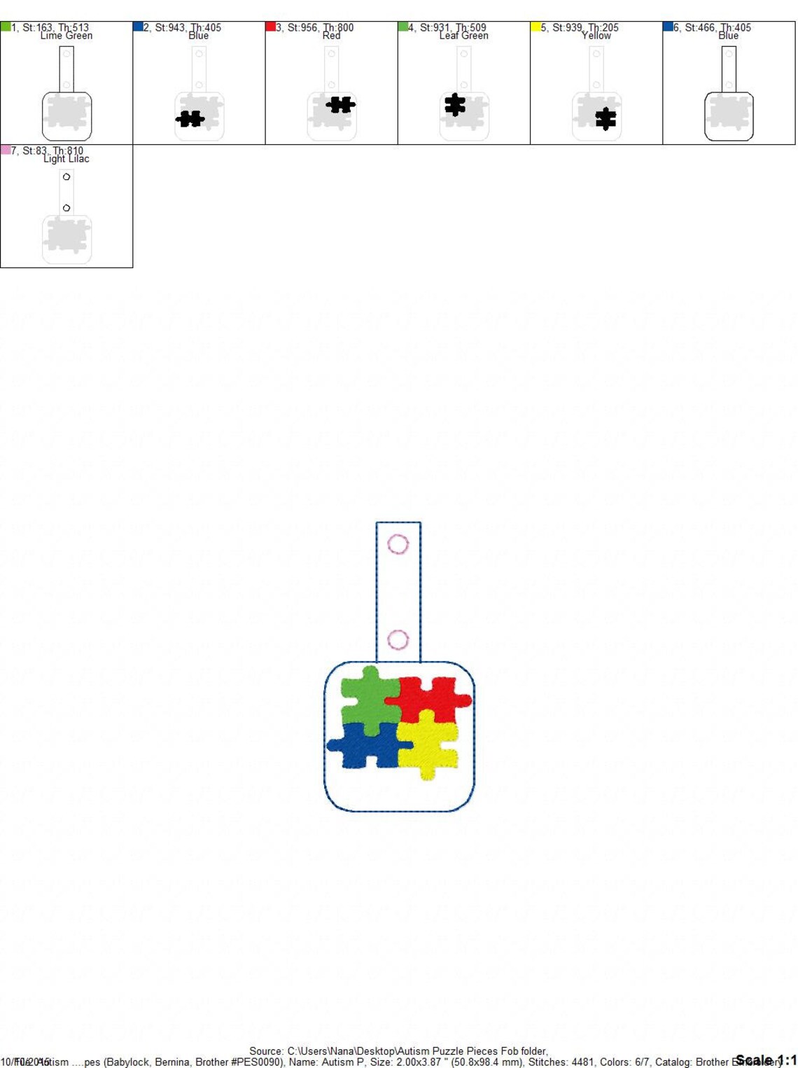 Autism Awareness Puzzle Pieces Key Fob In The Hoop | Etsy