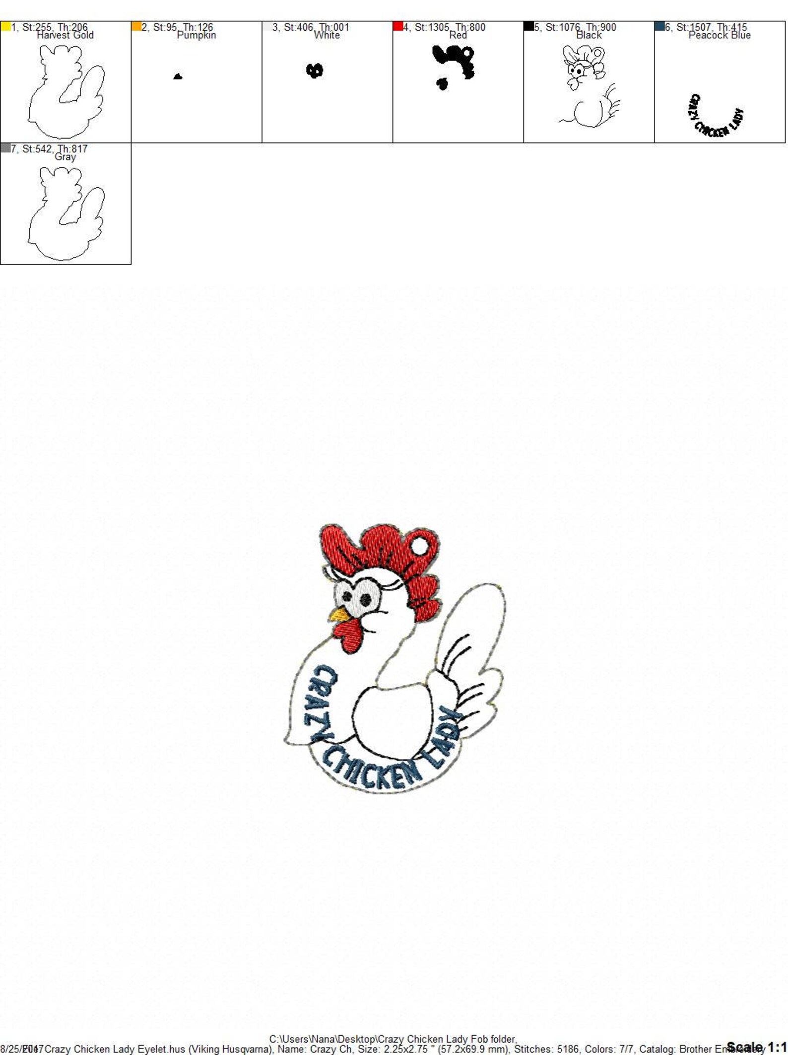 Crazy Chicken Lady 2 Design Styles Snap/rivet Key Fob - Etsy