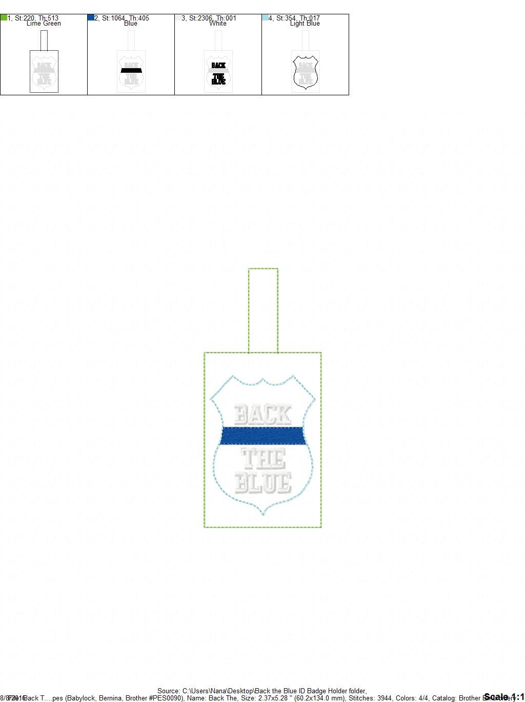 Back the Blue ID Badge - 5 X 7 Only - in the Hoop - DIGITAL Embroidery ...