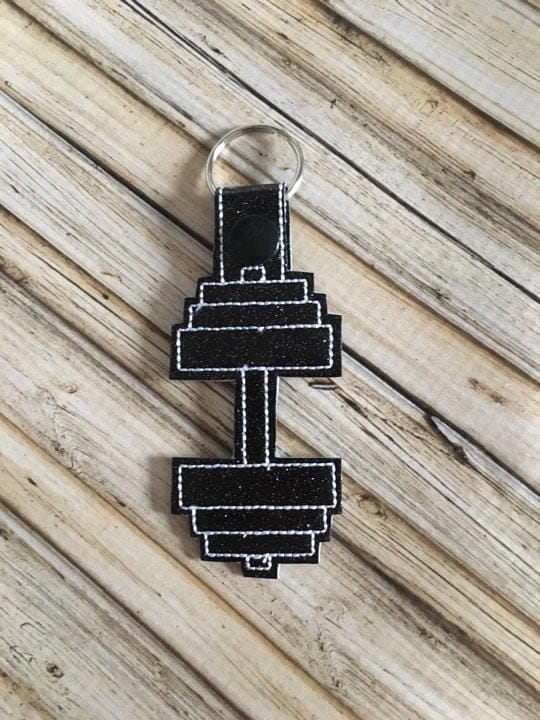 Barbell Weight Workout Key Fob in the Hoop DIGITAL | Etsy