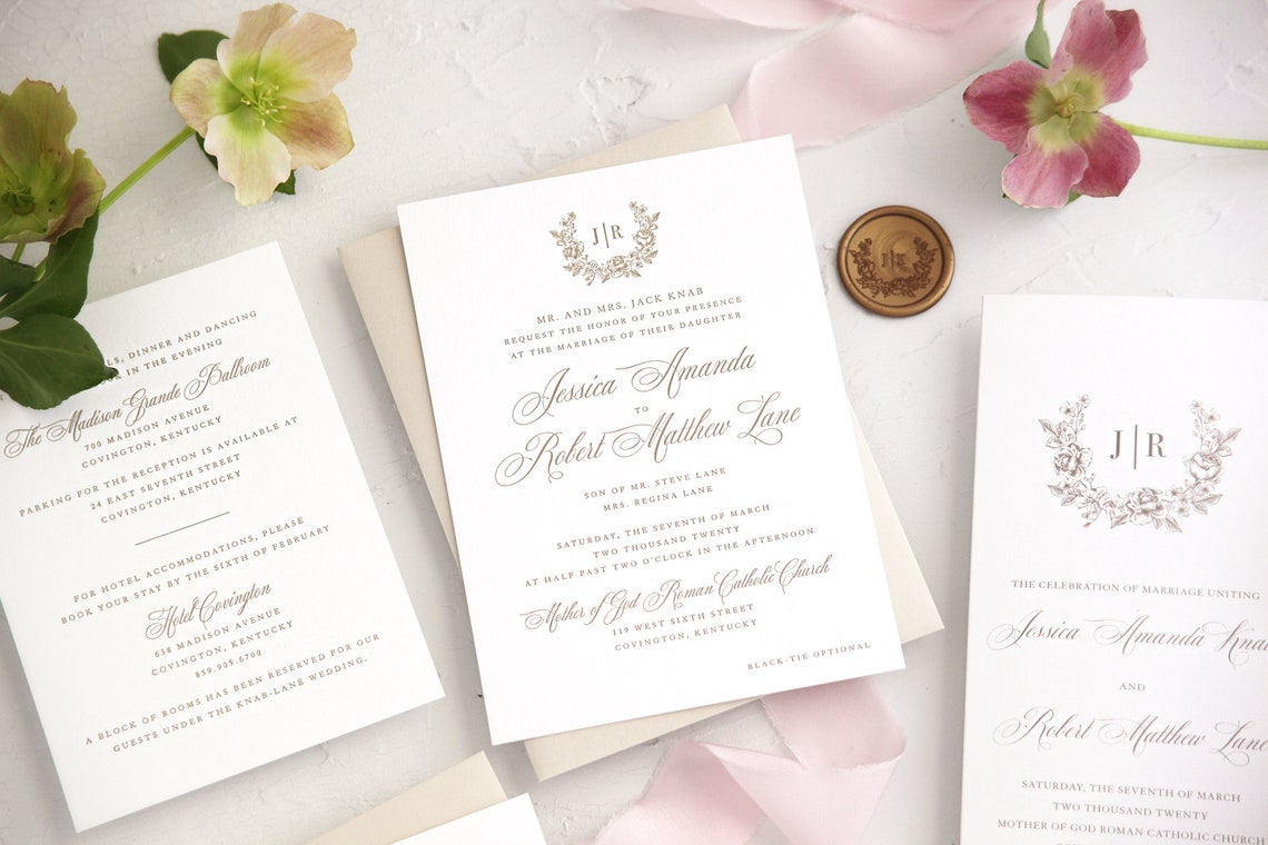 Letterpress Wedding Invitation - Etsy