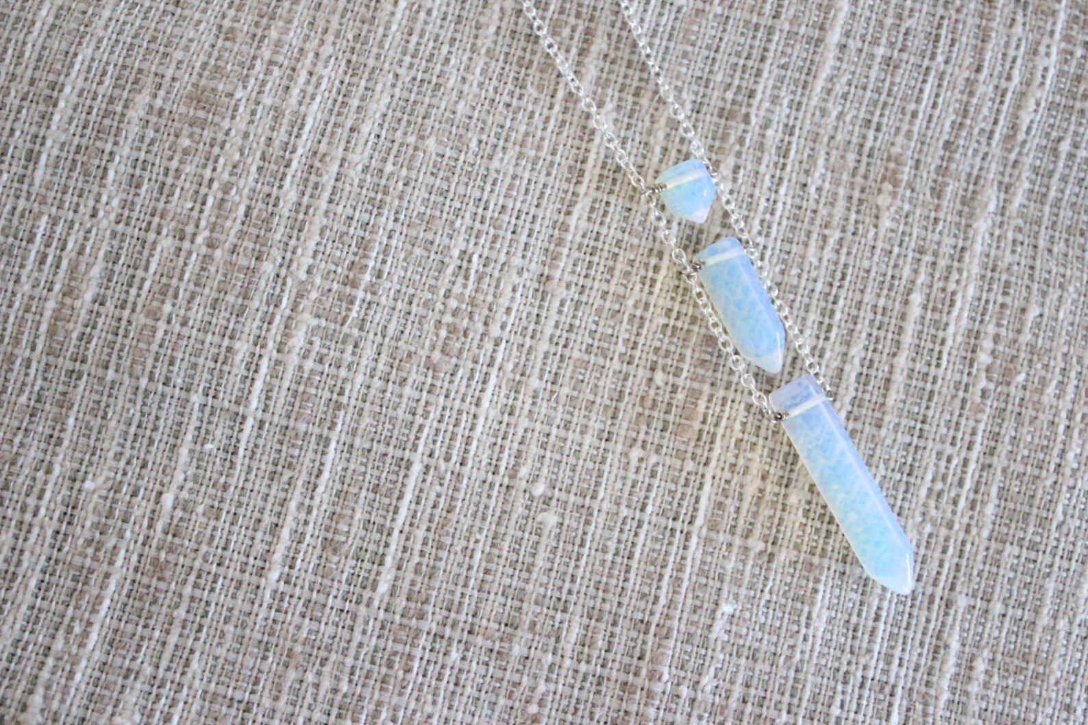 Opal Necklace Opalescent Prism Chain Bohemian Opalite Point - Etsy