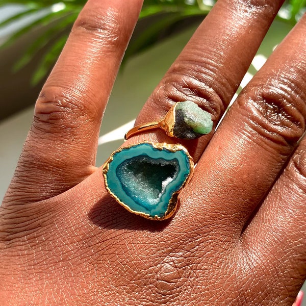 Raw Emerald Ring - Etsy