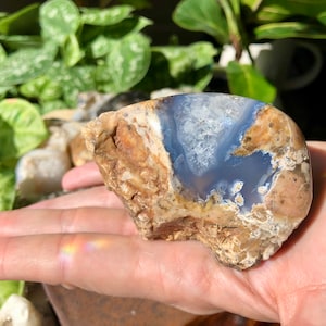 Rare Raw Mt. Airy Blue Agate Geode - Nevada Desert Windowed Gemstone ...